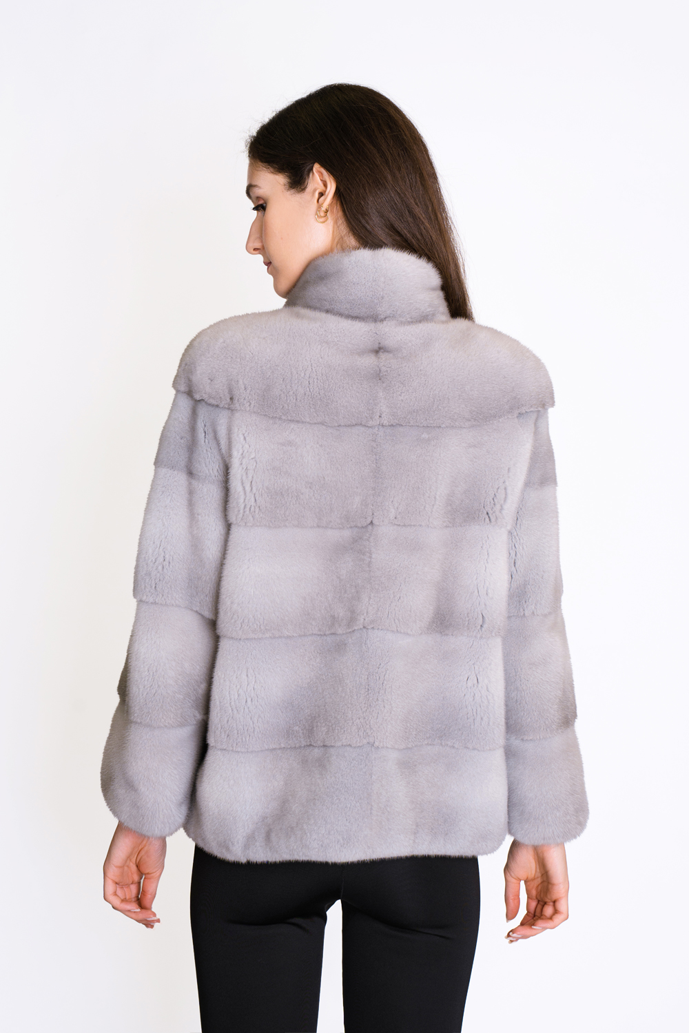 Haină de blană naturală de vizon - Gri Saphire - MIRAL FASHION