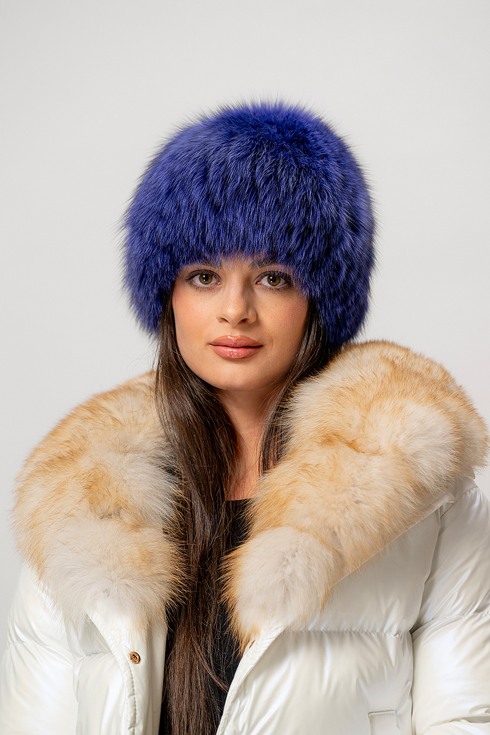 Fes din blană naturală de vulpe polară, culoare Mov | MIRAL FASHION ...